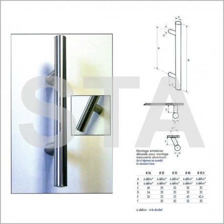 Marshal Baton - Door handles, anodized aluminum or 401 to 800 mm